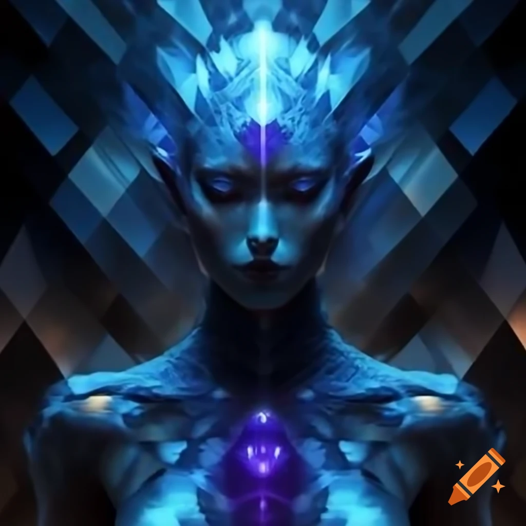 Hyper-realistic 8th-dimensional Blue Ray warrior with celestial elegance on Craiyon