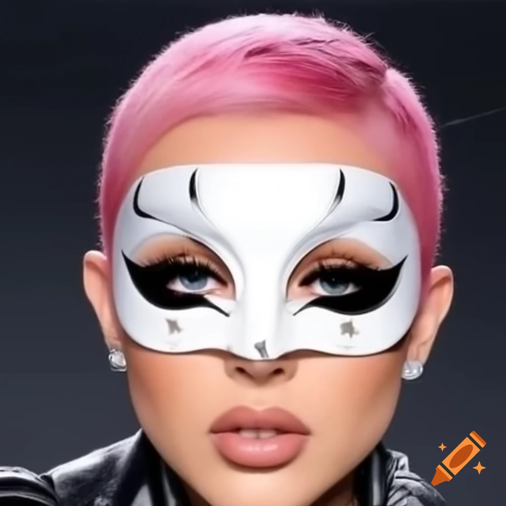 White European female rapper with blonde eyebrows and pink hair in ...