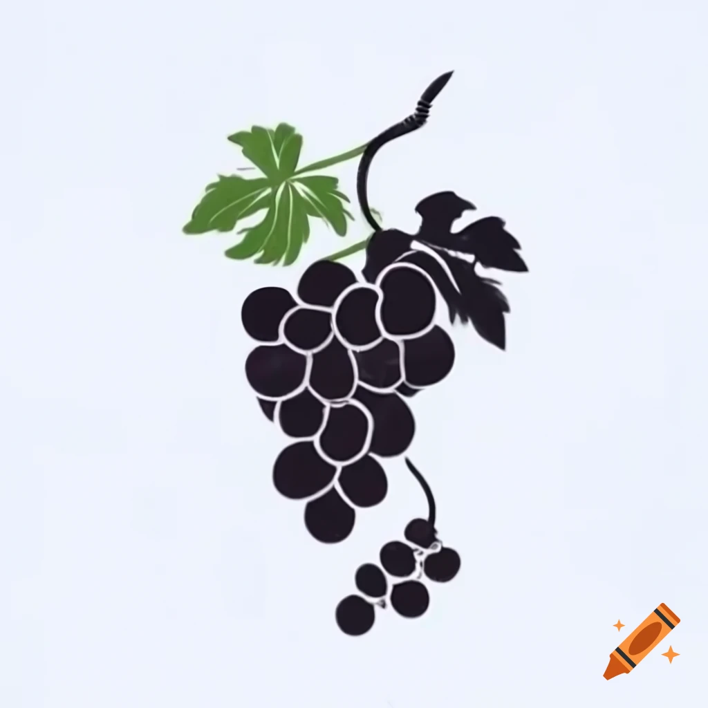 Silhouette of grapevine with clusters of dark grapes on Craiyon