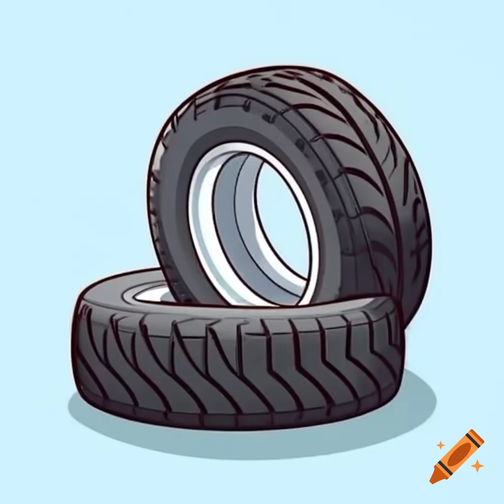 Cartoon style tire illustration on Craiyon