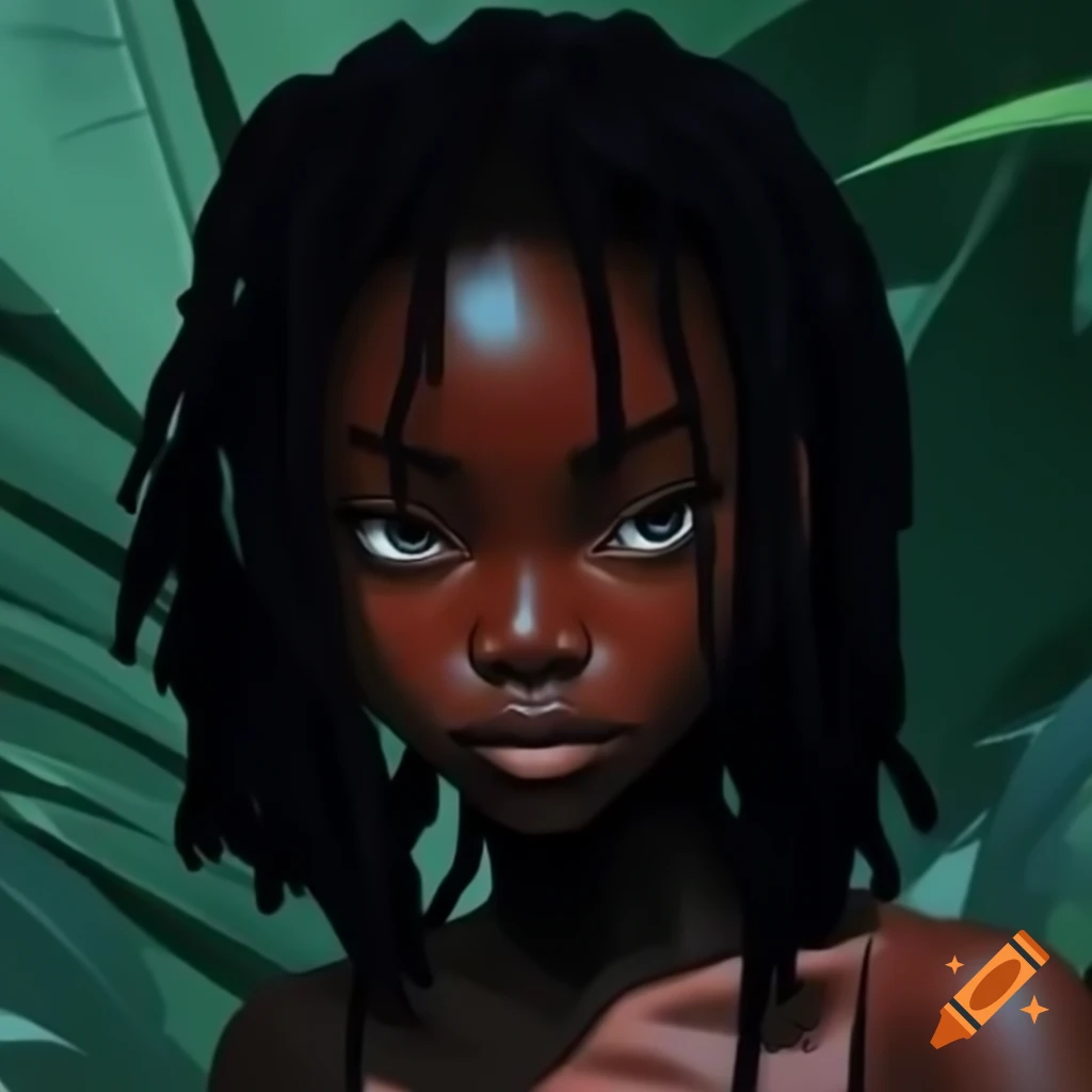 Anime character with locs in tropical setting on Craiyon