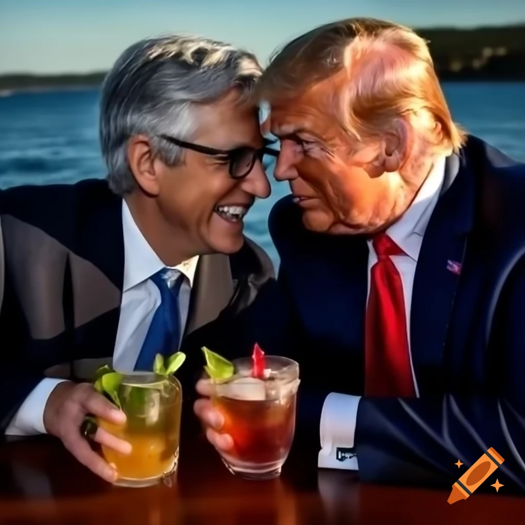 Merrick garland and trump laughing on yacht with cocktails in detailed ...