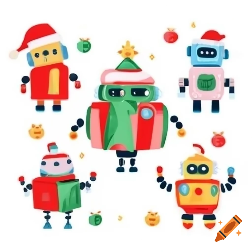 Futuristic Christmas scene with flying machines and joyful atmosphere on Craiyon