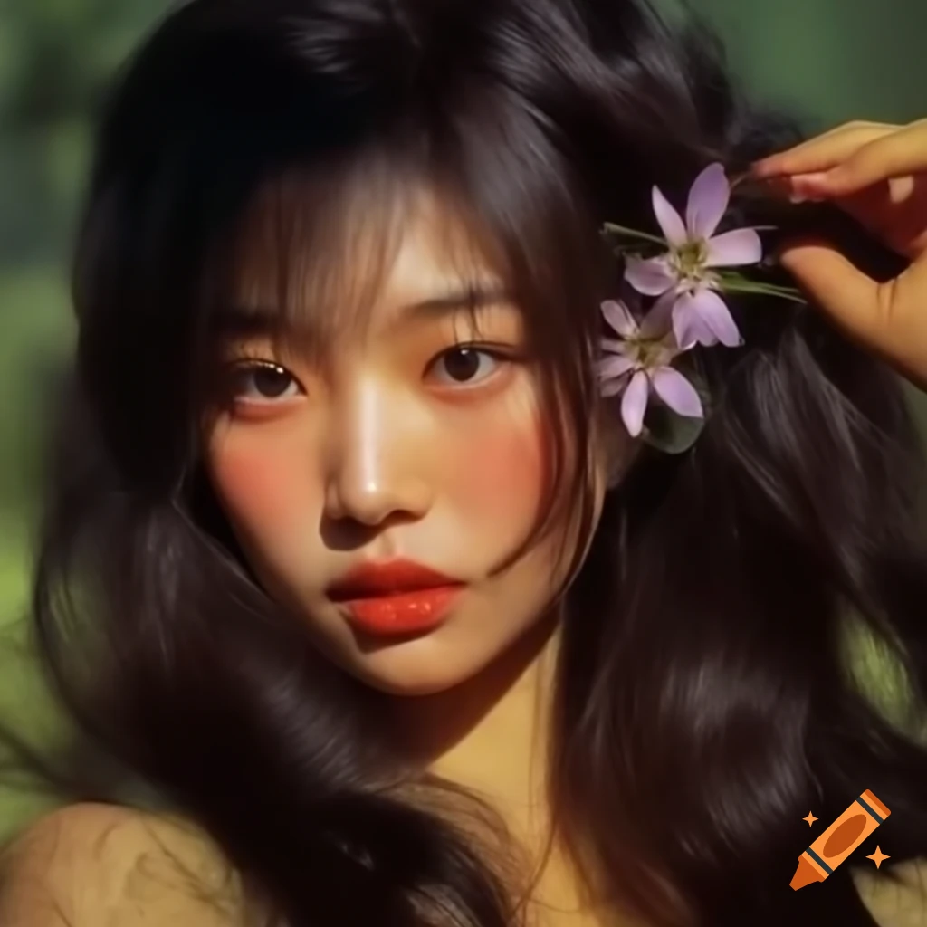 Hyper-realistic photograph of charming Asian woman with 1980s hairstyle on Craiyon