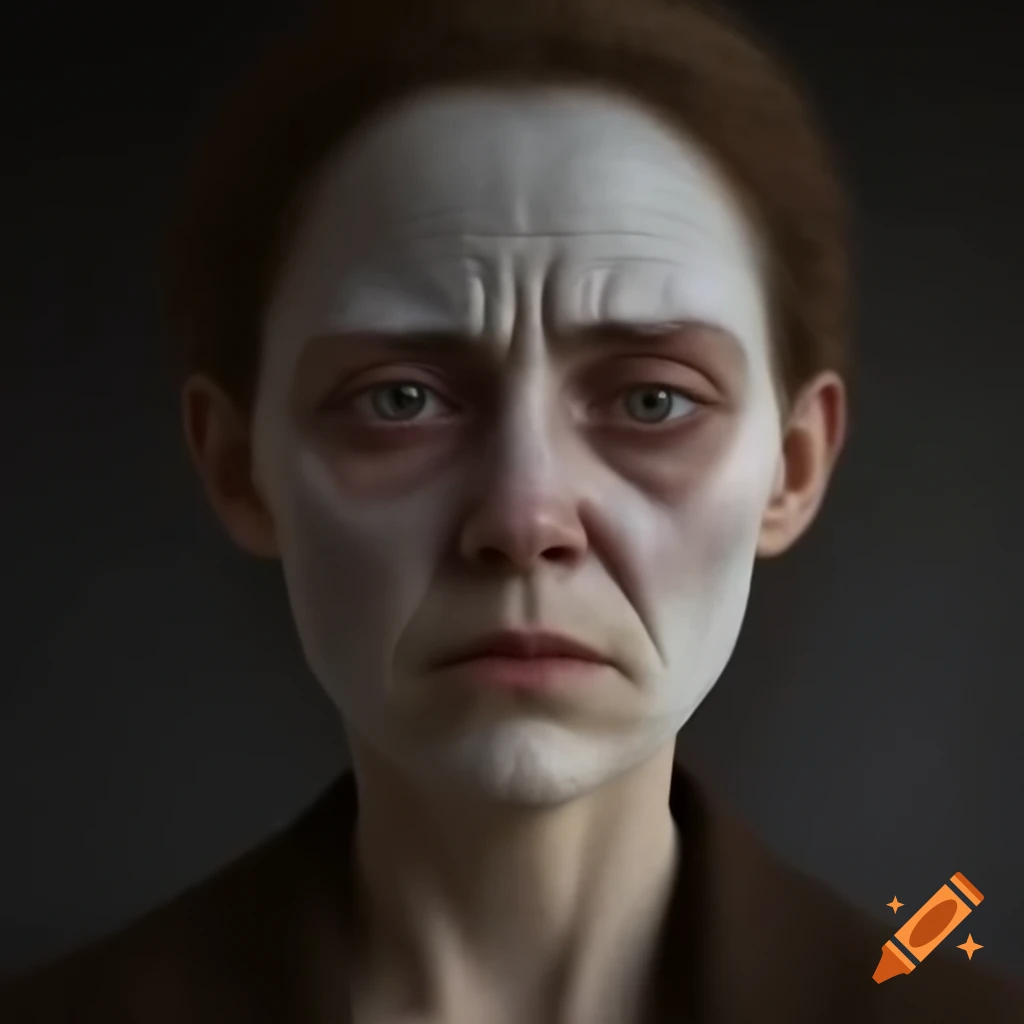 Gaunt woman with sharp features and a sour expression, wearing ...