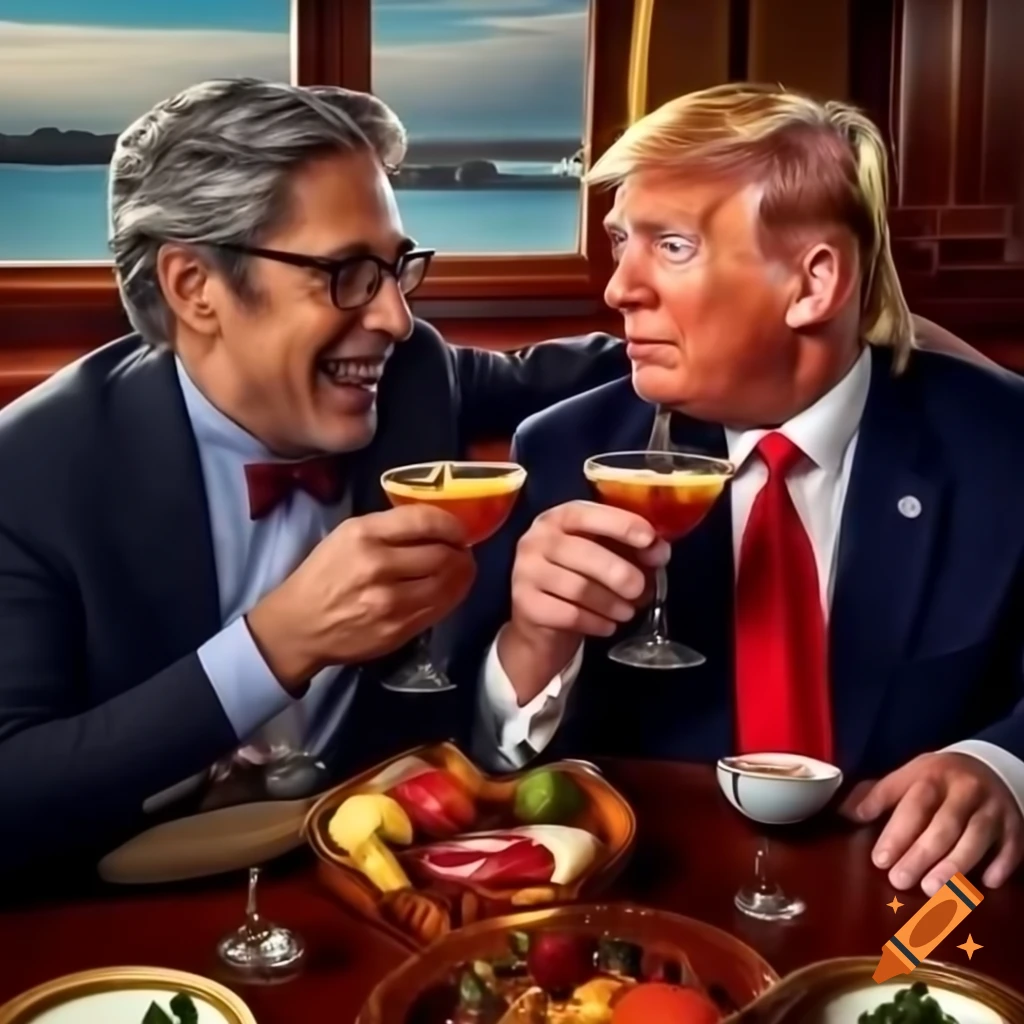 Merrick Garland and Donald Trump laughing on a yacht with cocktails on ...