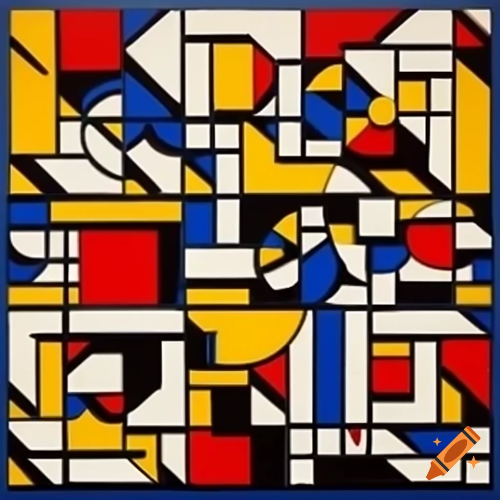 Original artwork merging M C Escher's intricate patterns with Piet Mondrian's geometric abstract ...