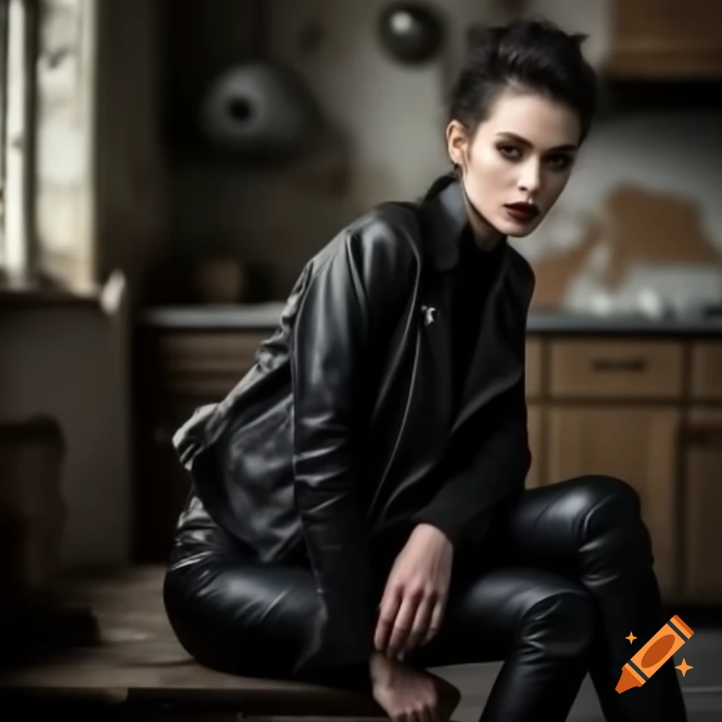 Ultra HD portrait of British actress Rosamund Pike in punk biker style ...