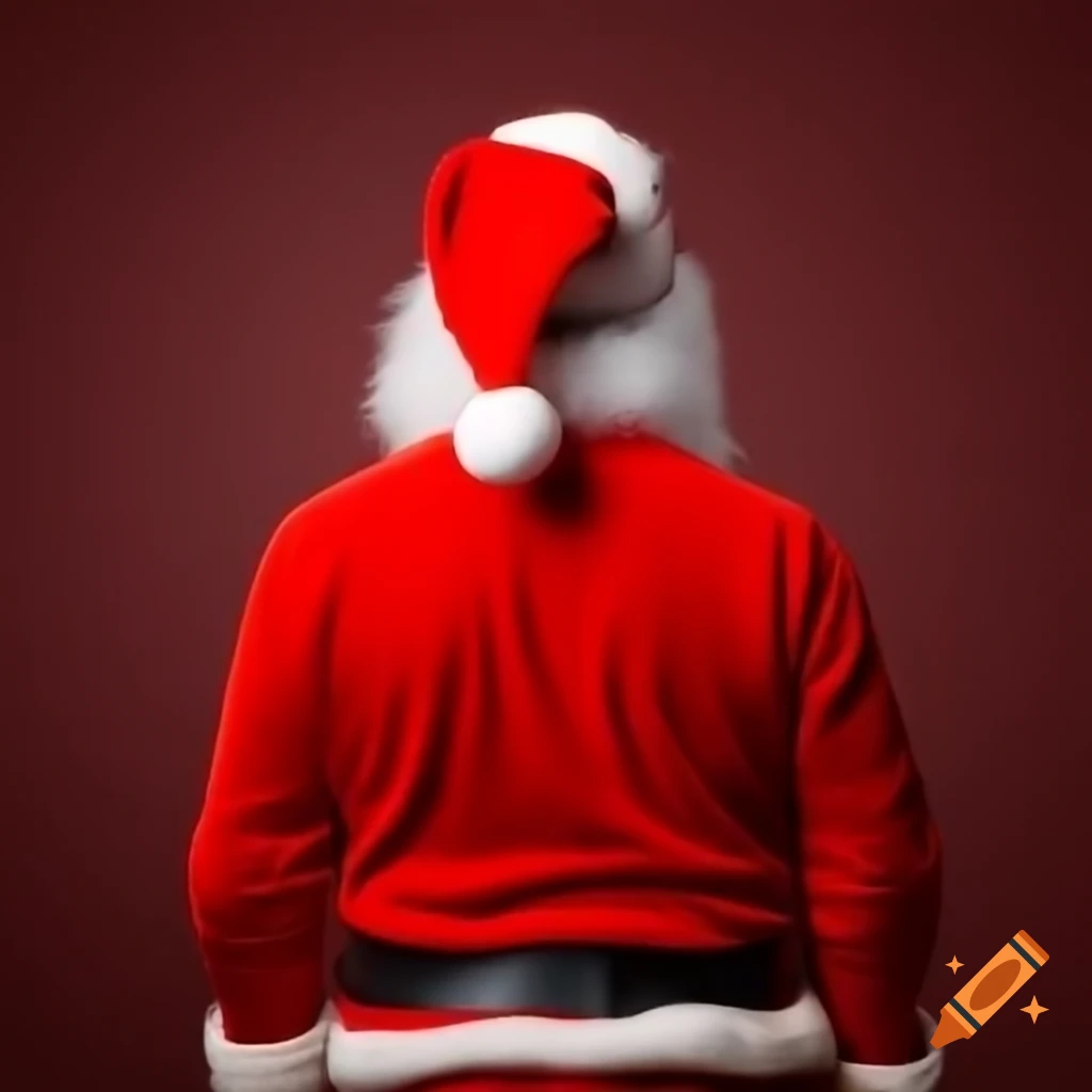 Santa Claus standing with back turned, gazing into the distance on Craiyon