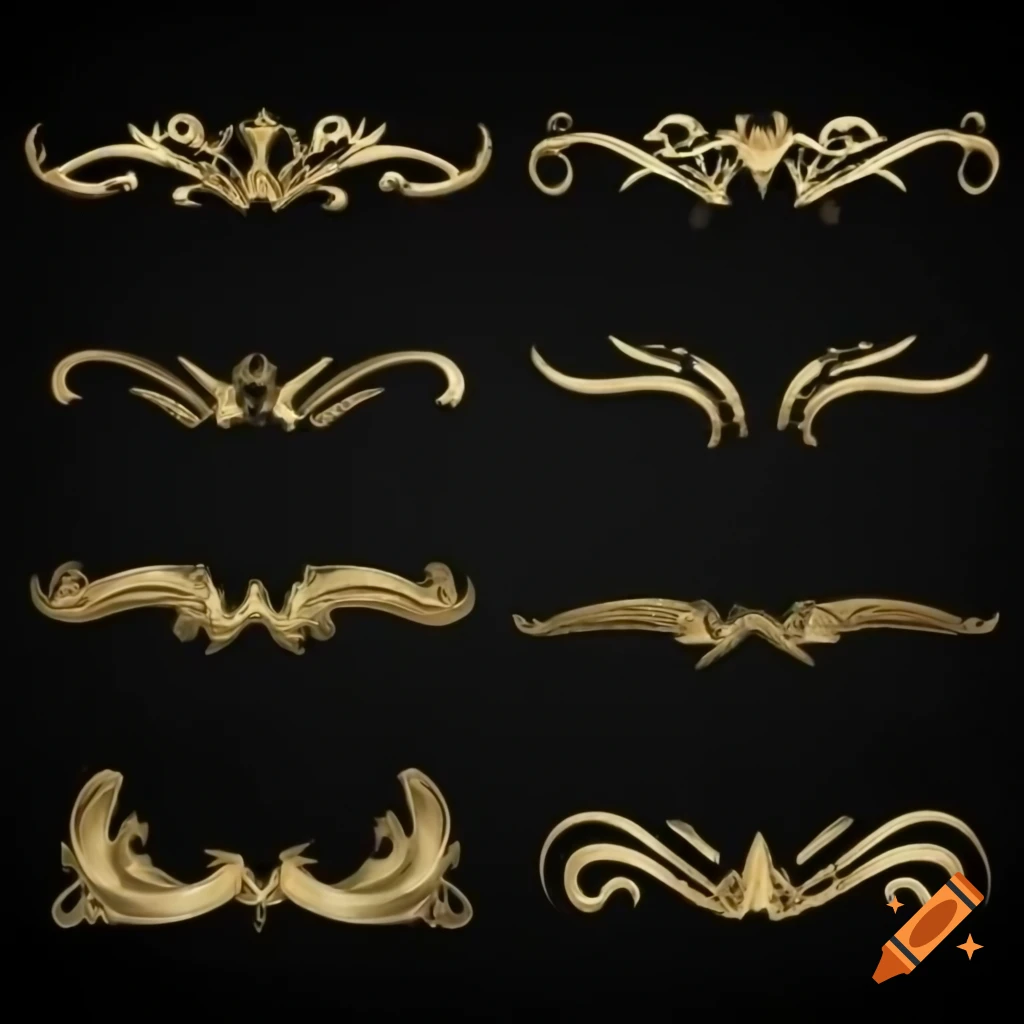 Intricate gold metal swirl decals inspired by classical filigree on Craiyon