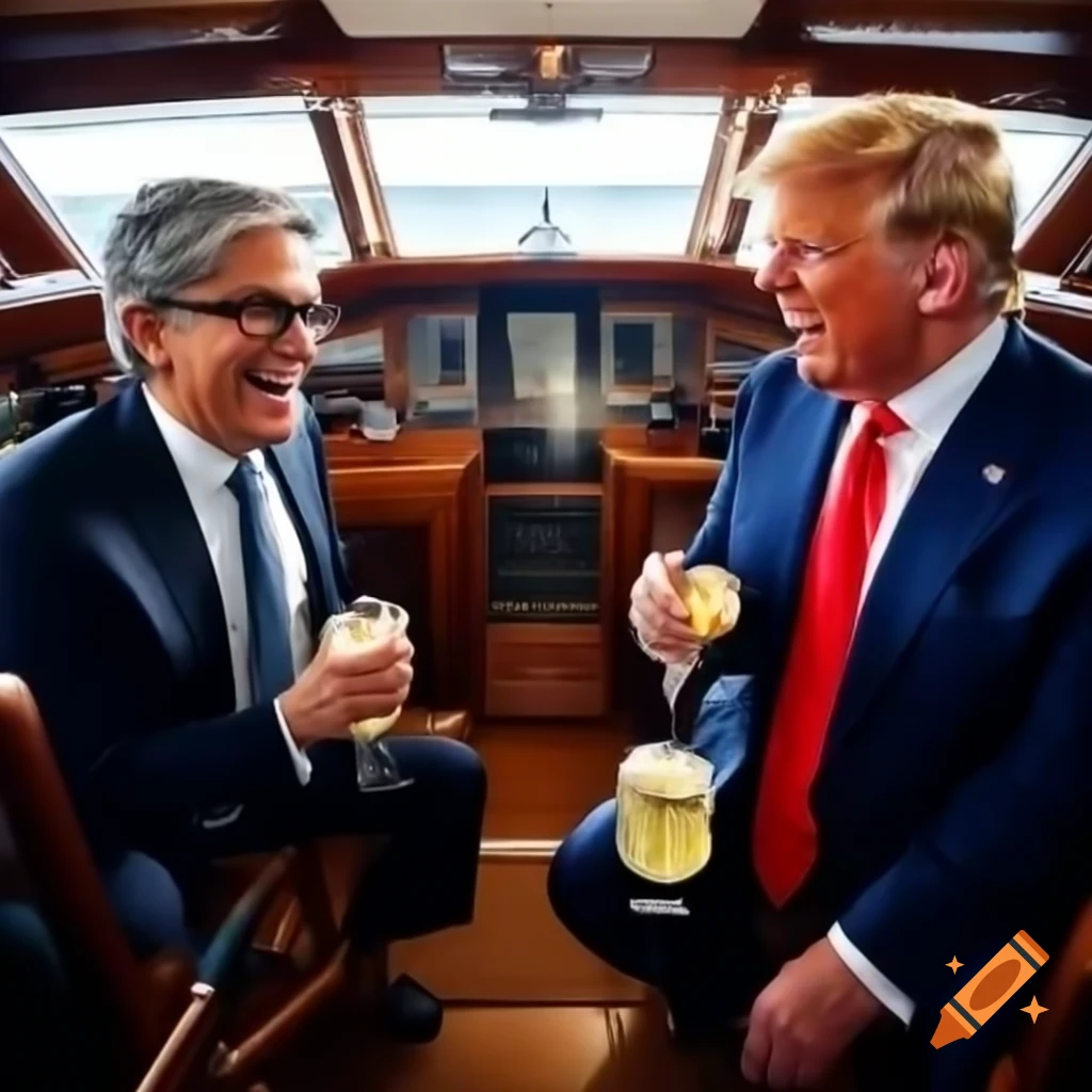 Attorney General Merrick Garland and Trump laughing on a yacht, hyper ...