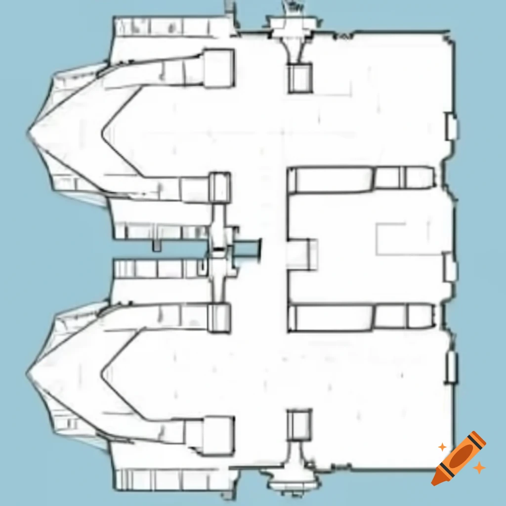 2D sideview plan of simple spaceship with rooms for educational ...