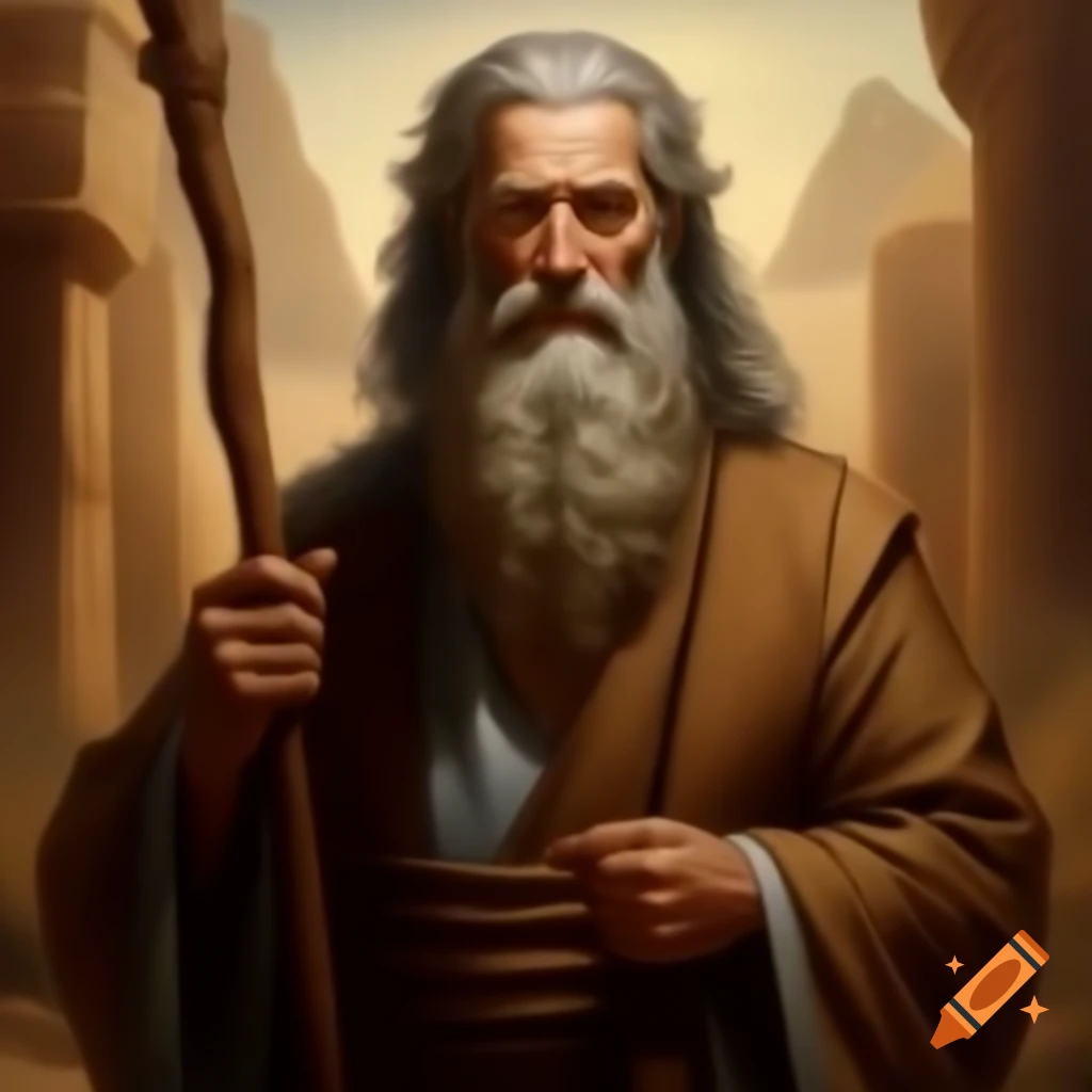 Ultra-realistic depiction of biblical prophet Samuel in ancient rustic ...