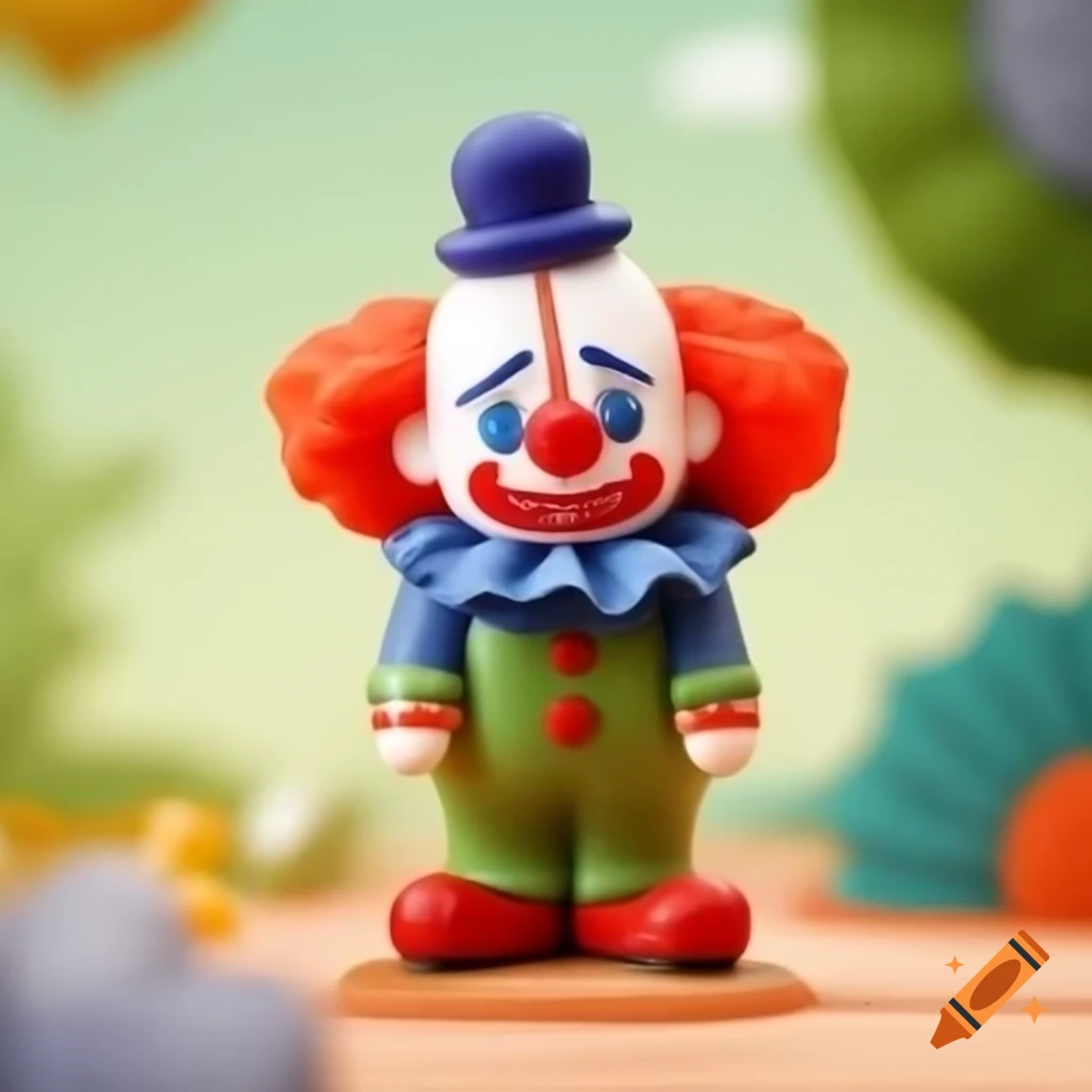 Claymation cute grumpy clown doll on Craiyon