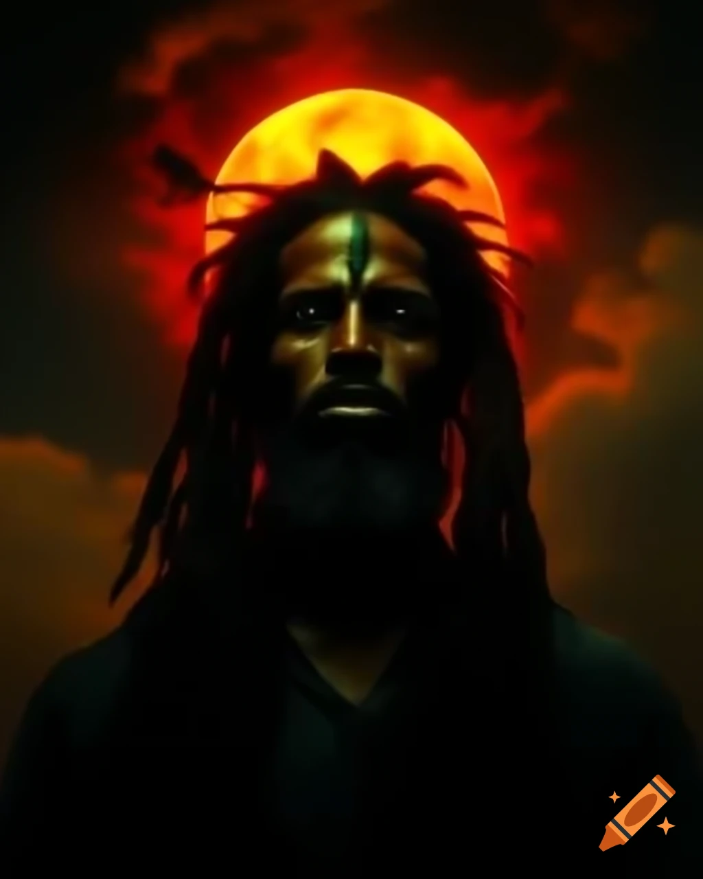 Rastafari sixth seal blood moon eclipse imagery on Craiyon