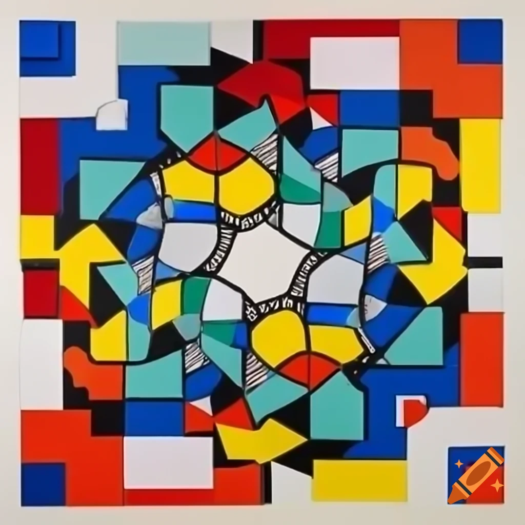 Original artwork merging M C Escher's intricate patterns with Piet ...