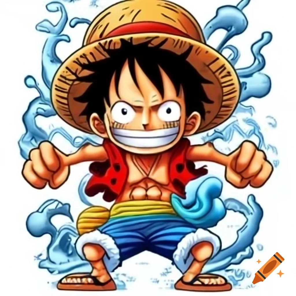 Dynamic 2d vector art of monkey d. luffy in fierce action pose on Craiyon