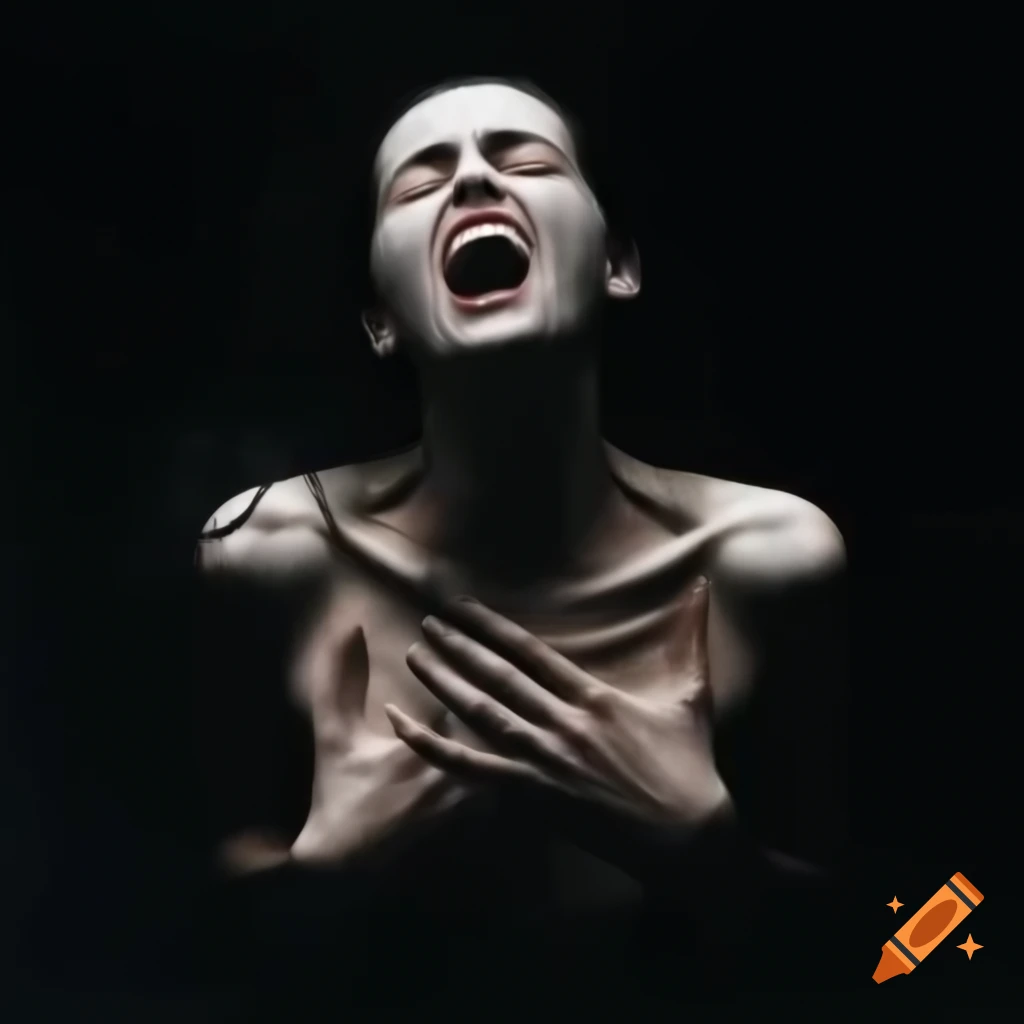 Disturbing abstract art featuring humanoid torso with disfigured face on Craiyon