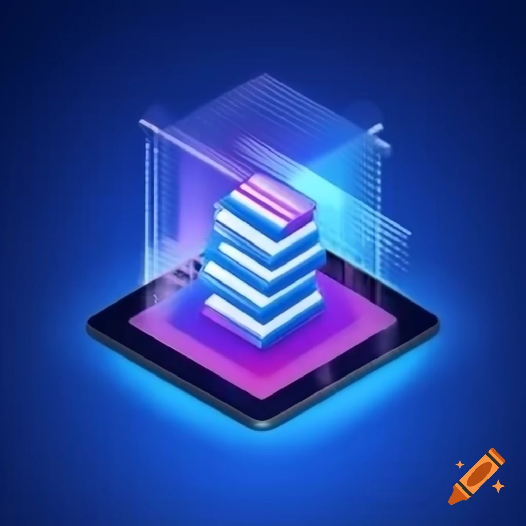 Digital library app displayed on tablet device on Craiyon