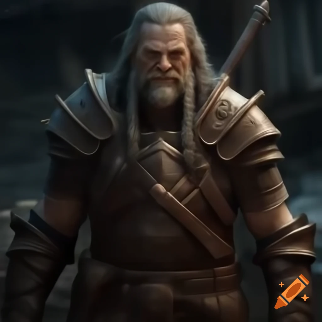 Gideon Stoneheart, human warrior and guardian of the Adventurer's Guild ...