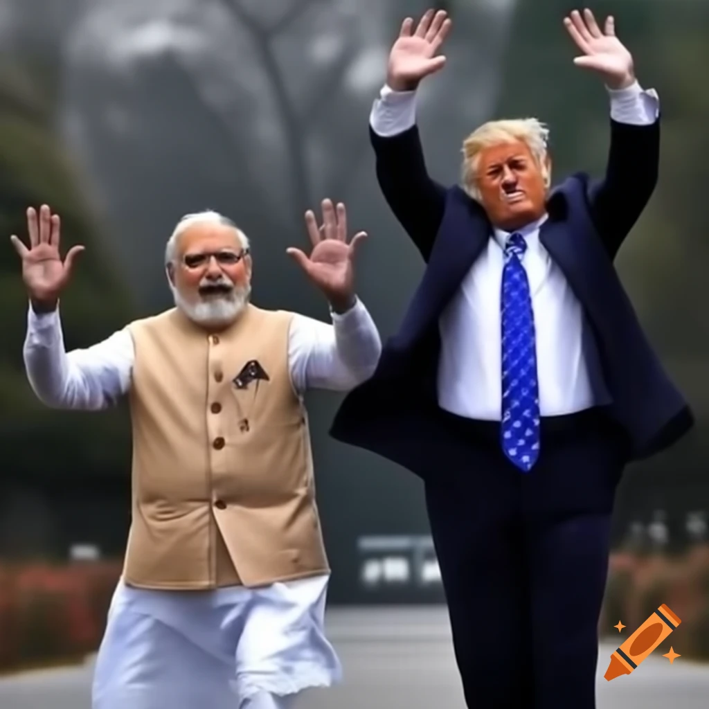 Narendra Modi and Donald Trump dancing to Naatu Naatu from RRR on Craiyon