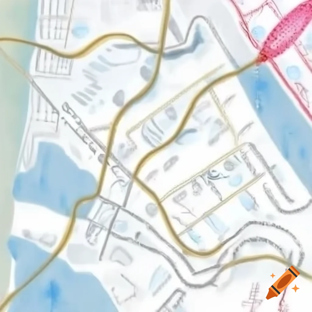 Map showing three routes to three stores at reasonable distances on Craiyon