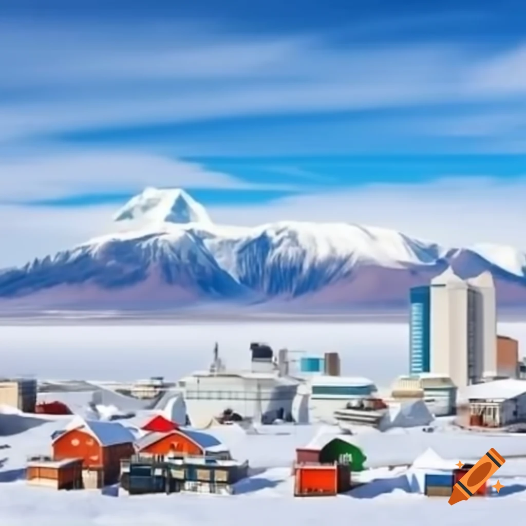 Modern city fusion of alaska and santiago with adapted buildings in the ...