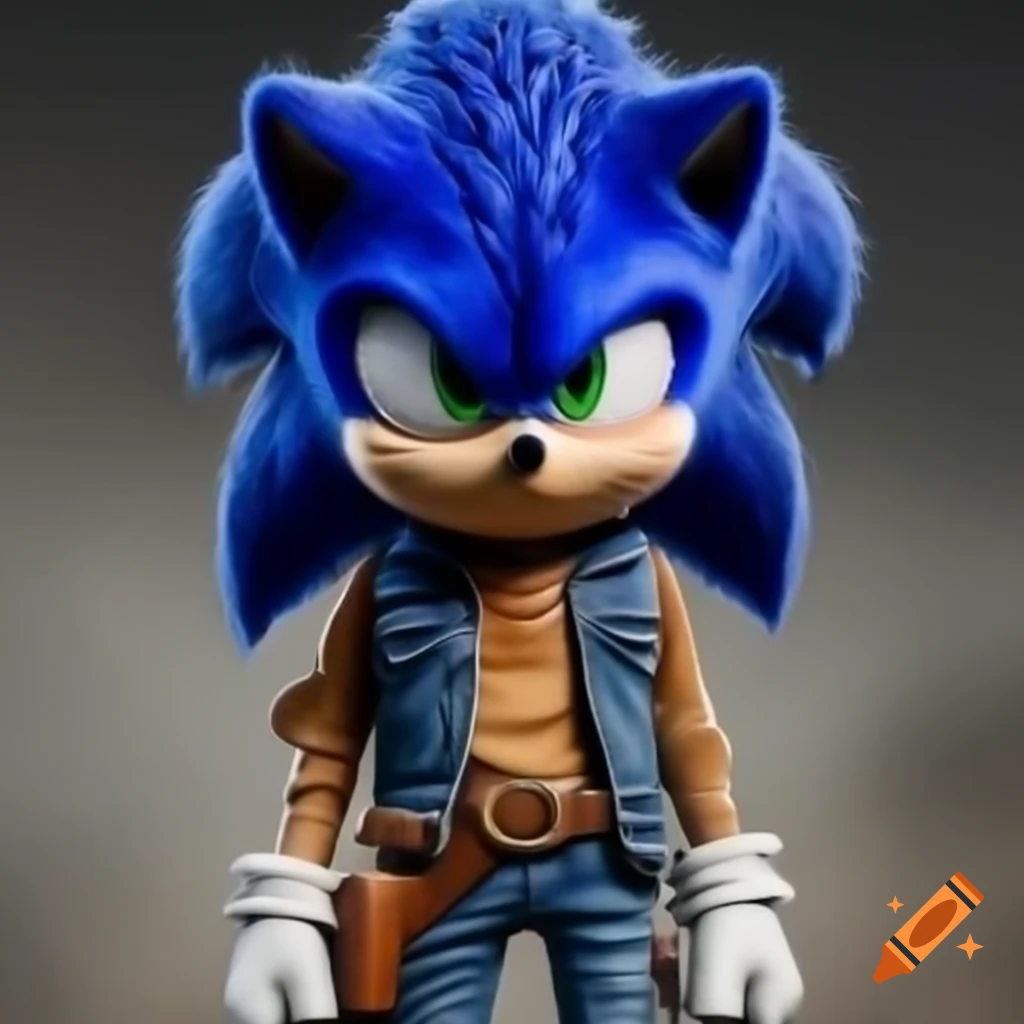 Sonic the Hedgehog character in jeans jacket and pants with leather ...