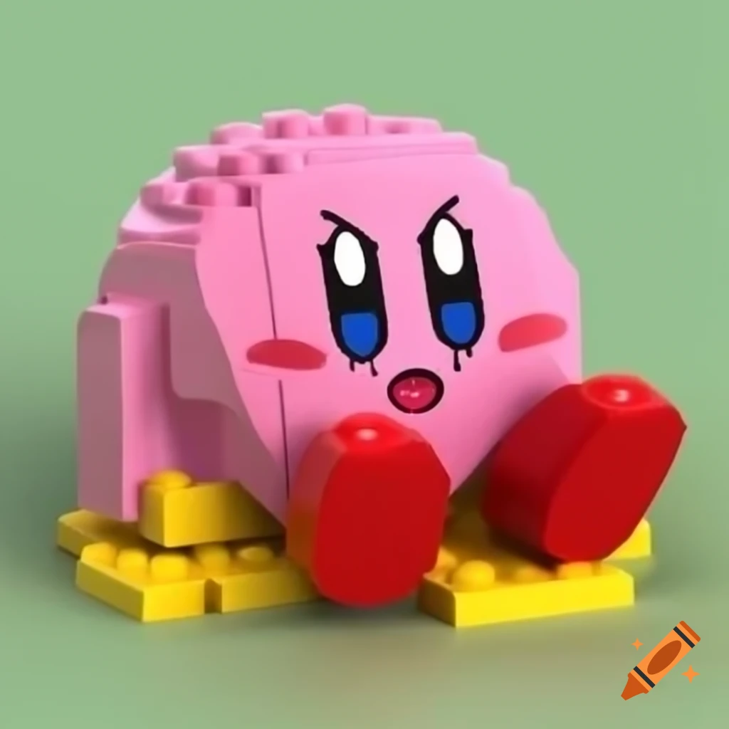 Kirby character created from lego blocks on Craiyon