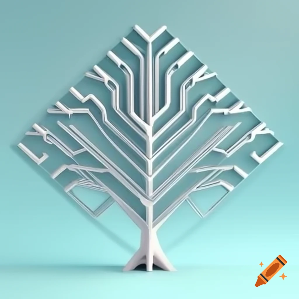 Linear geometric tree design artwork on Craiyon