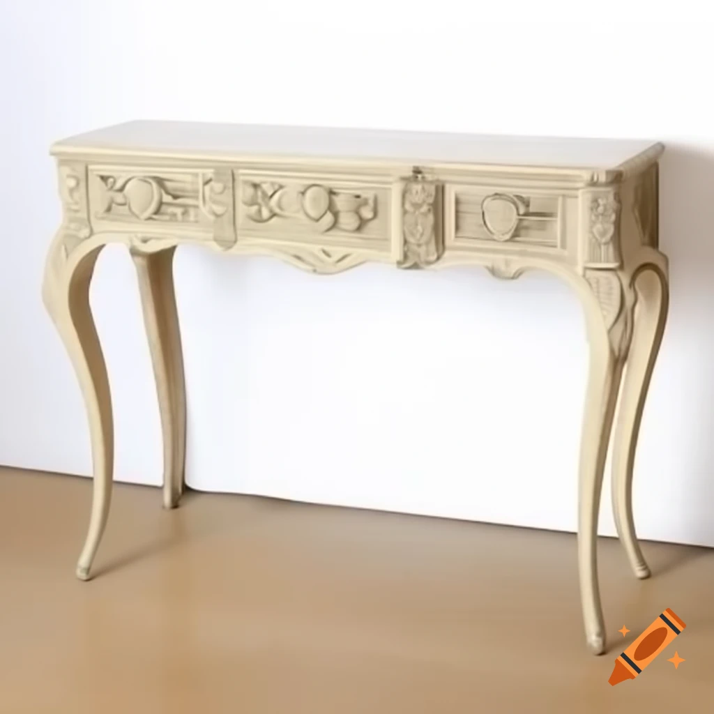 French provincial-style console table with vintage charm and distressed ...