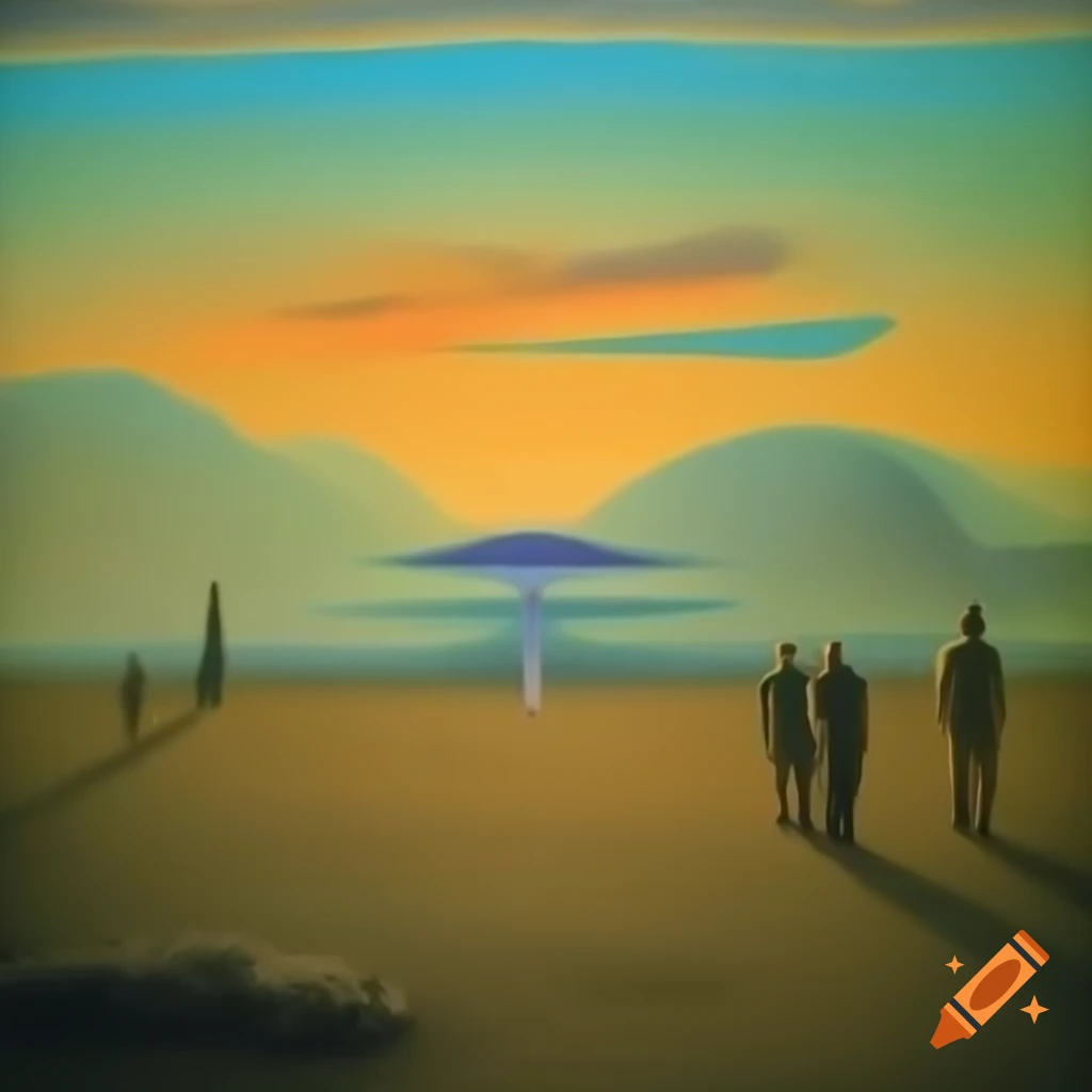 Surreal scene of two mystical friends in black robes walking through a ...