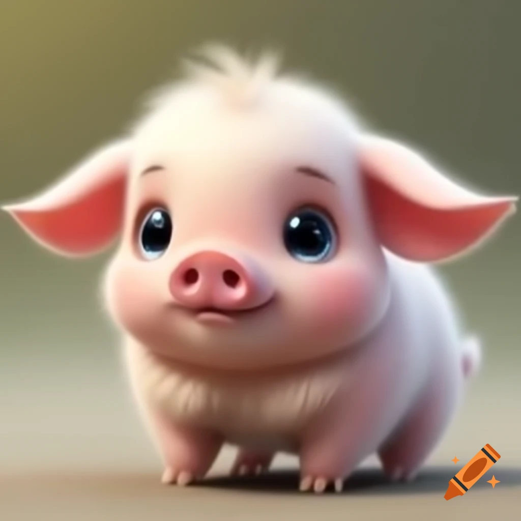 Cute hybrid animal with pig body and rabbit features, playful ...