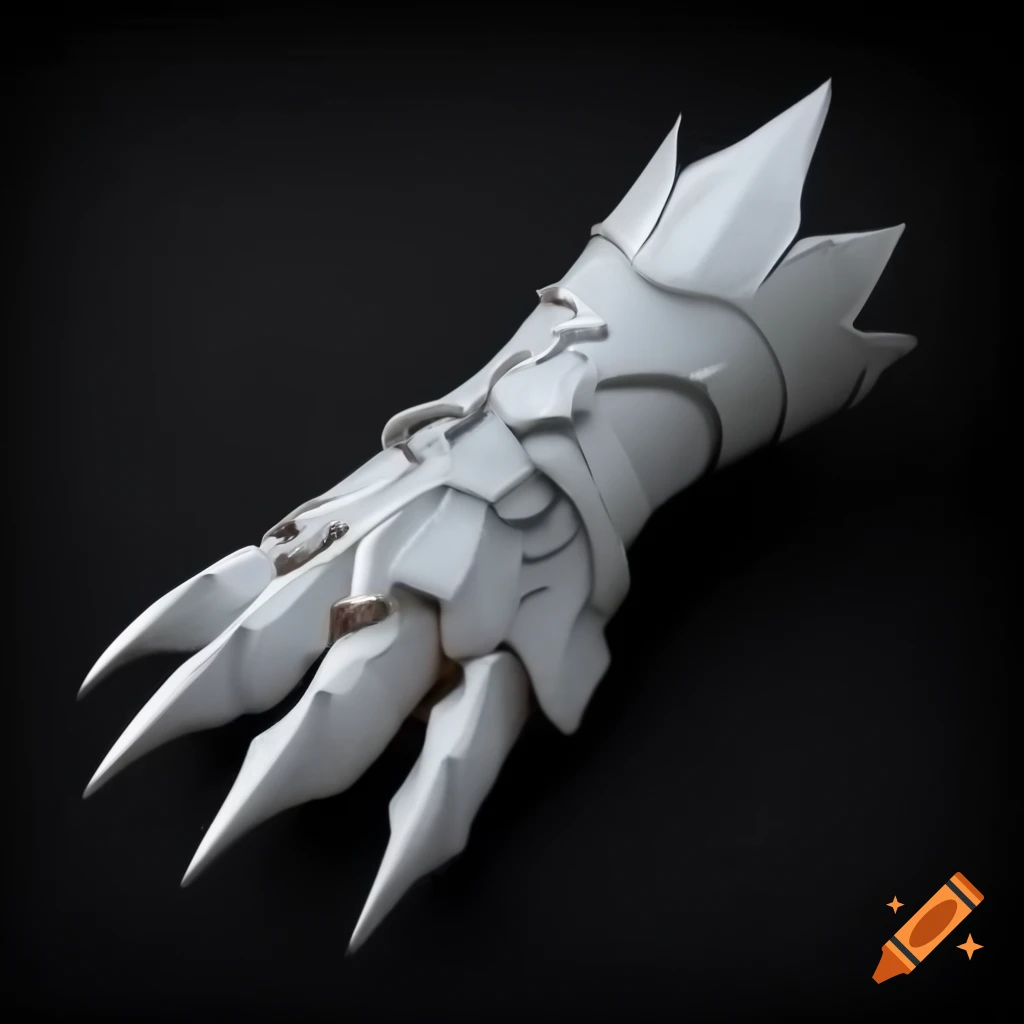 Fantasy gauntlets made of white scales and leather with sharp teeth ...