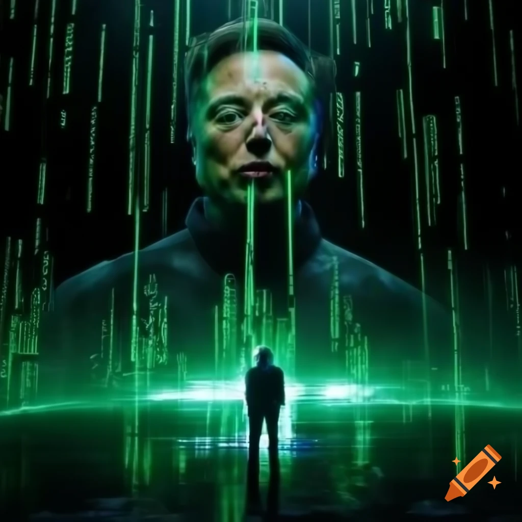 Cinematic scene with Elon Musk, Neo, and Morpheus in a futuristic ...