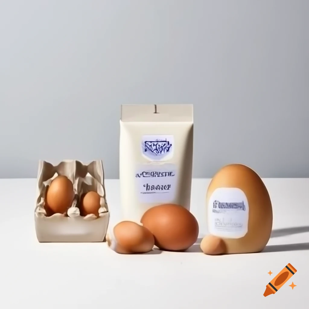 Real-world dairy, bread, and eggs items displayed on light grey ...