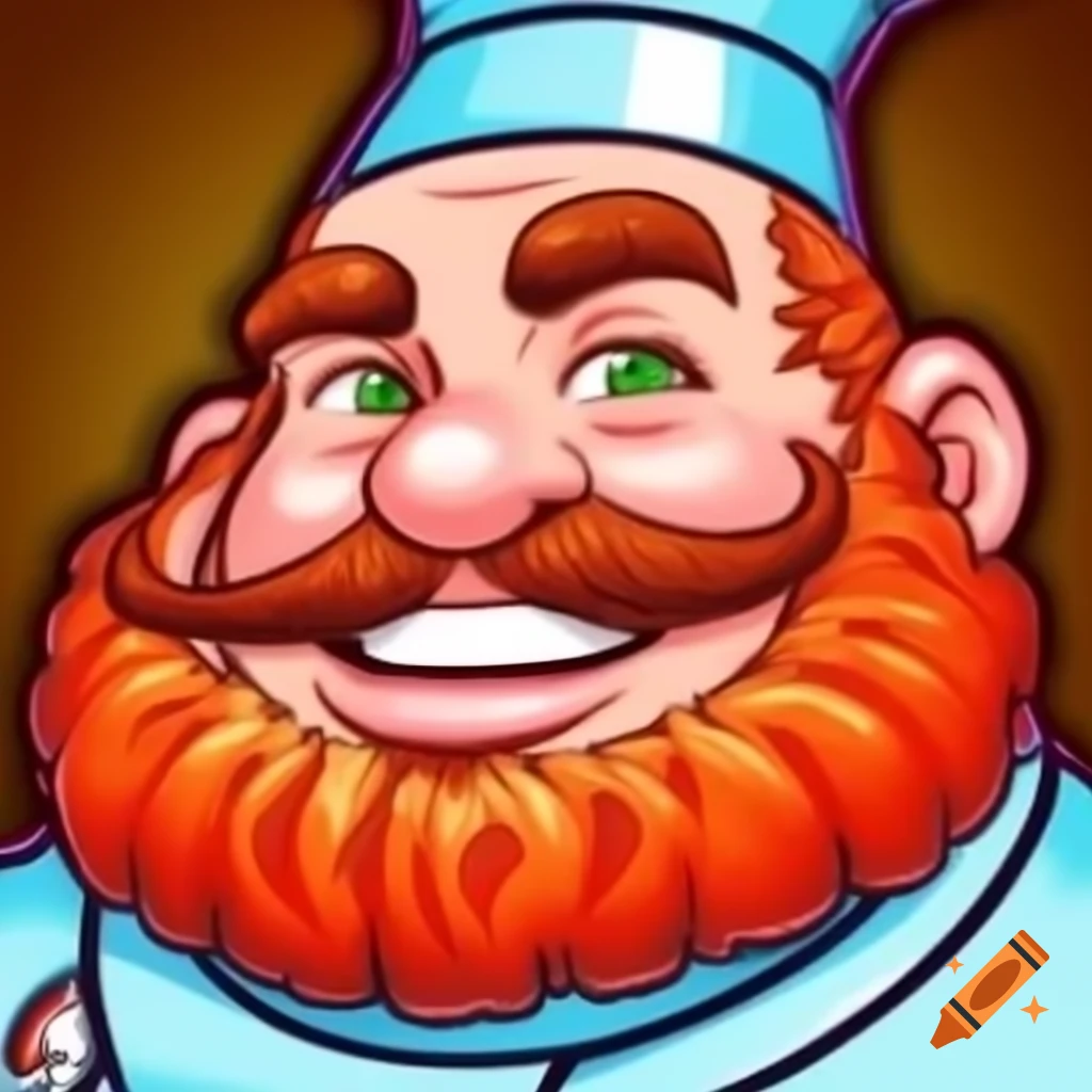 80s manga-style portrait of an italian chef with wizard-beard and ...