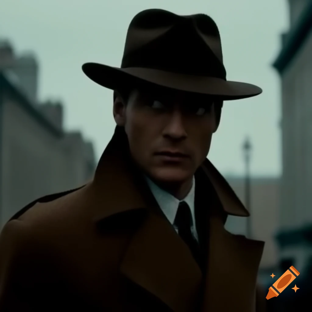 Man in hat and trench coat depicting classic Victorian detective style ...