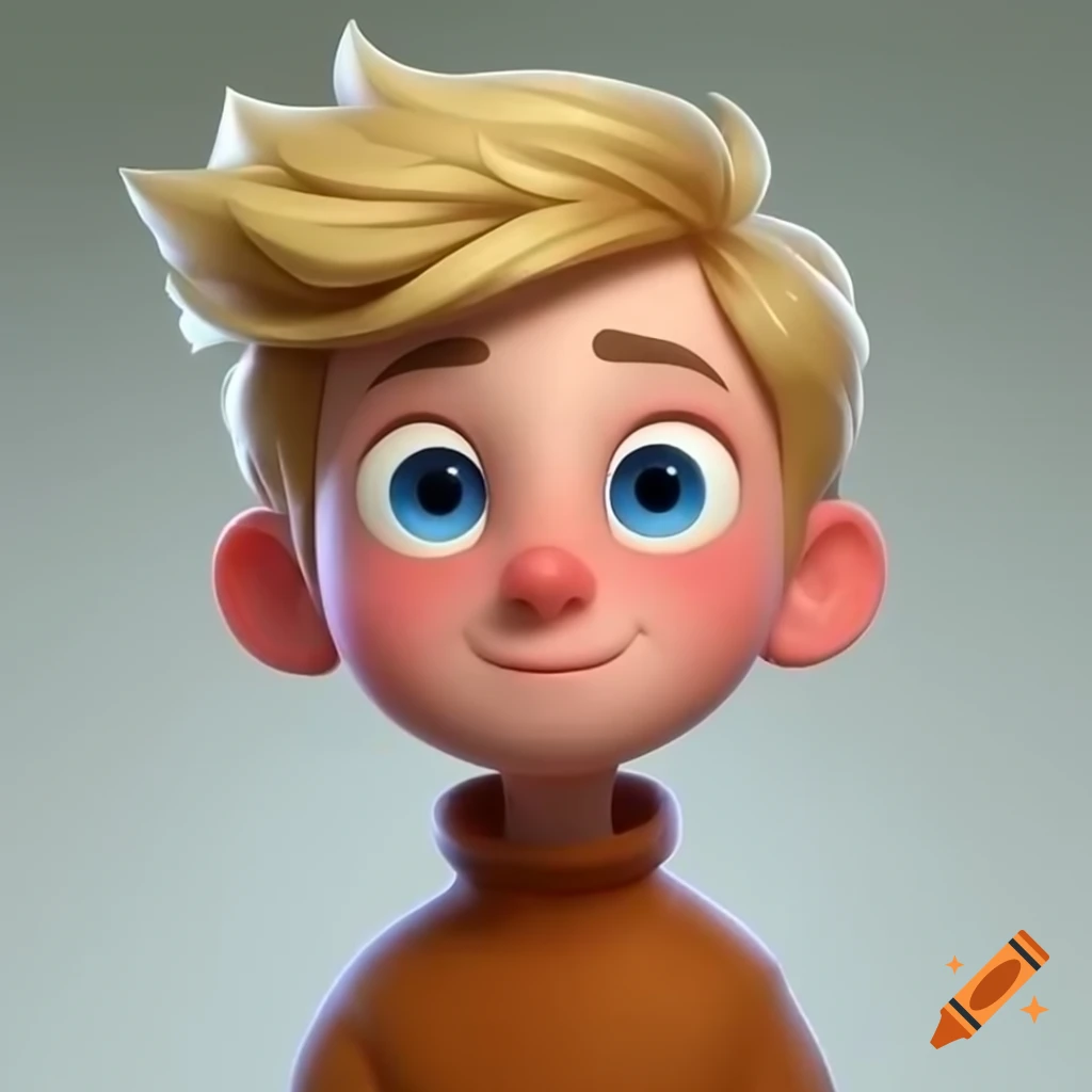 Tall male child with blonde hair and blue eyes in Disney-inspired 3D ...