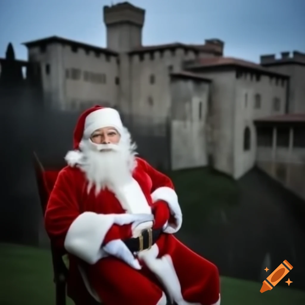 Santa claus in front of clos-lucé castle on Craiyon