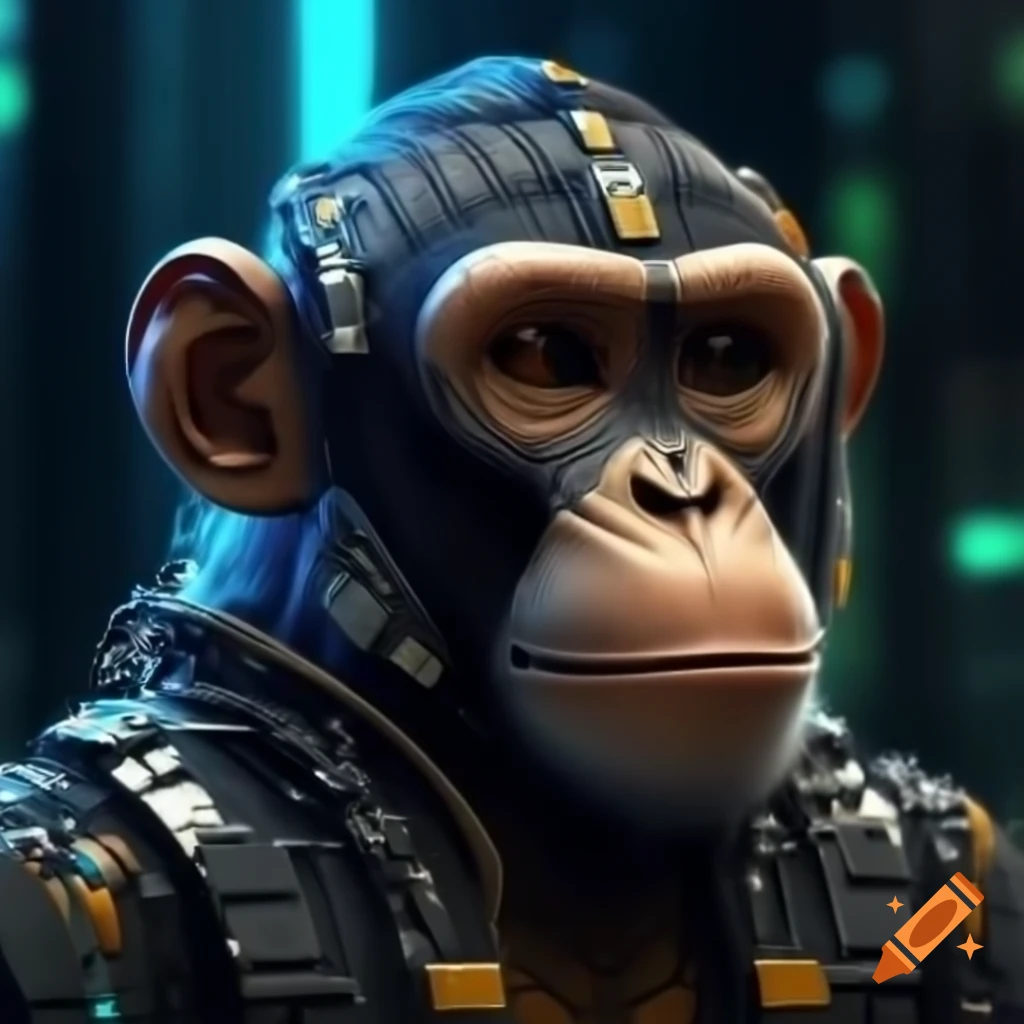 Cyber monkey crypto animation showcasing digital art on Craiyon
