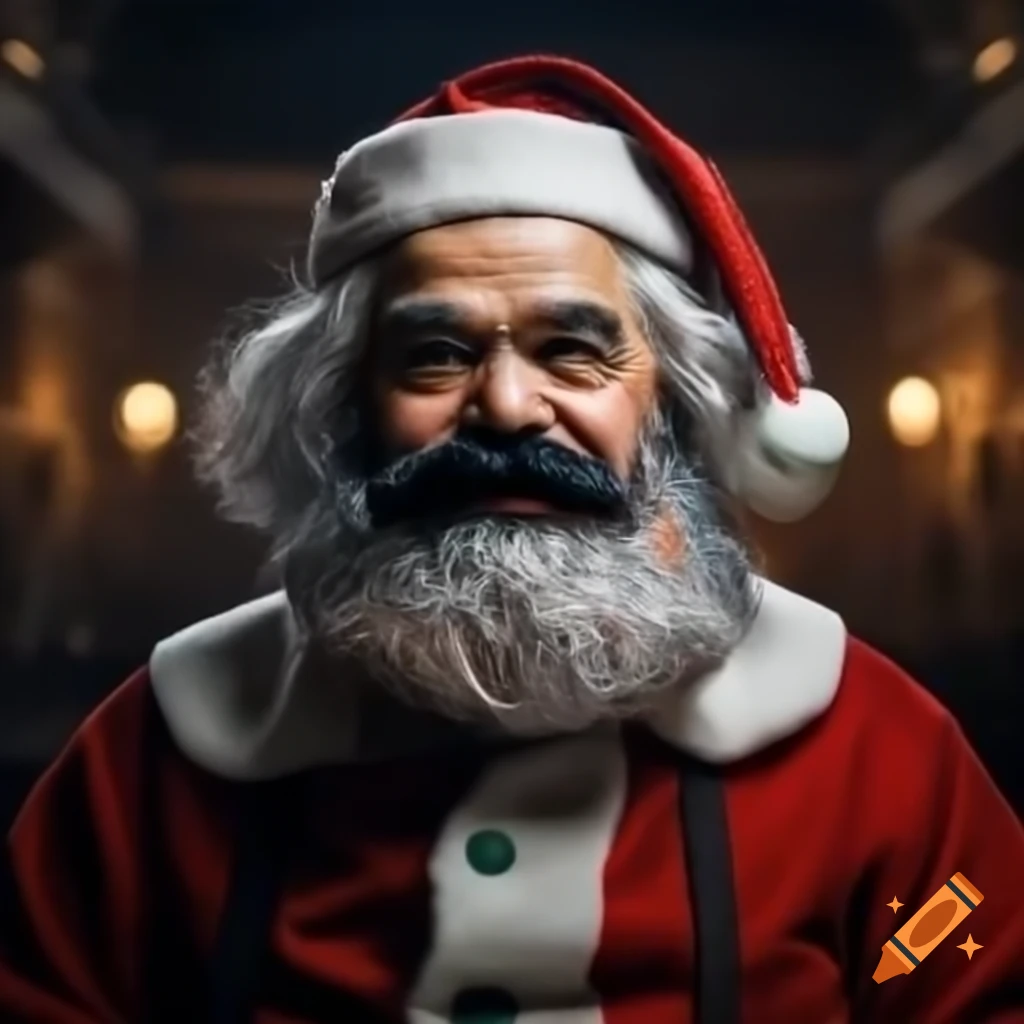 Karl Marx dressed as Santa Claus on Craiyon