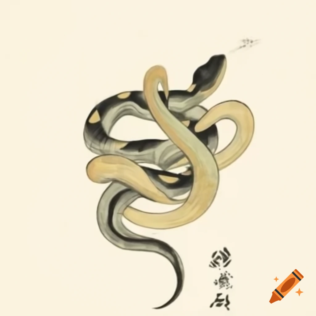 Nengajo depicting a snake for the year of the snake 2025 on Craiyon