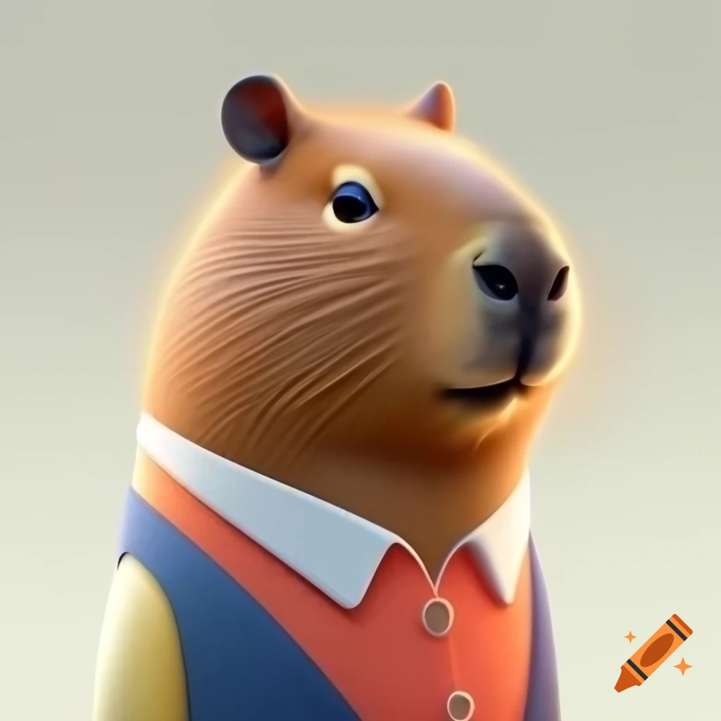 Cute capybara cartoon profile photo with bold colors and 3D effects on ...