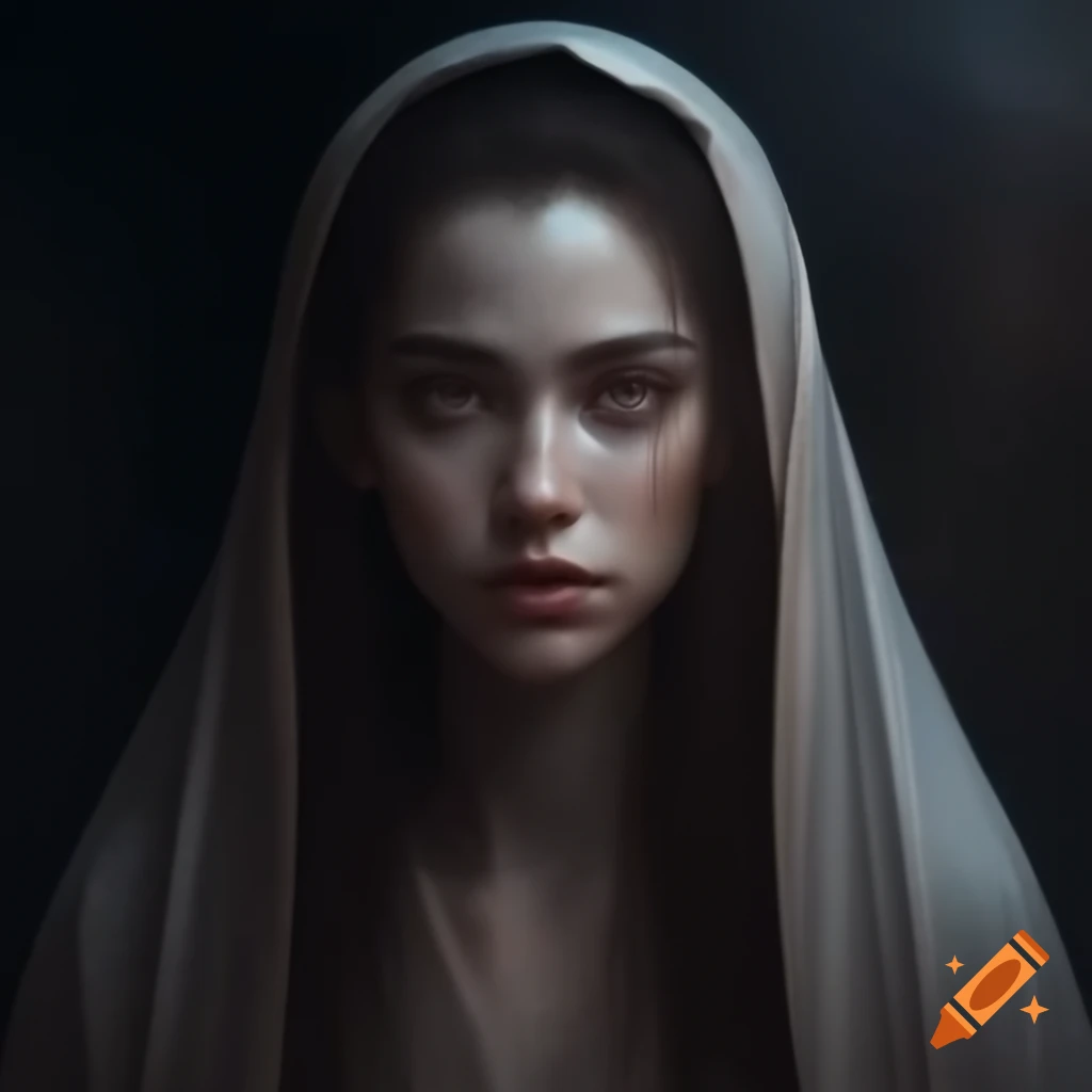 Mysterious woman in flowing robes on Craiyon