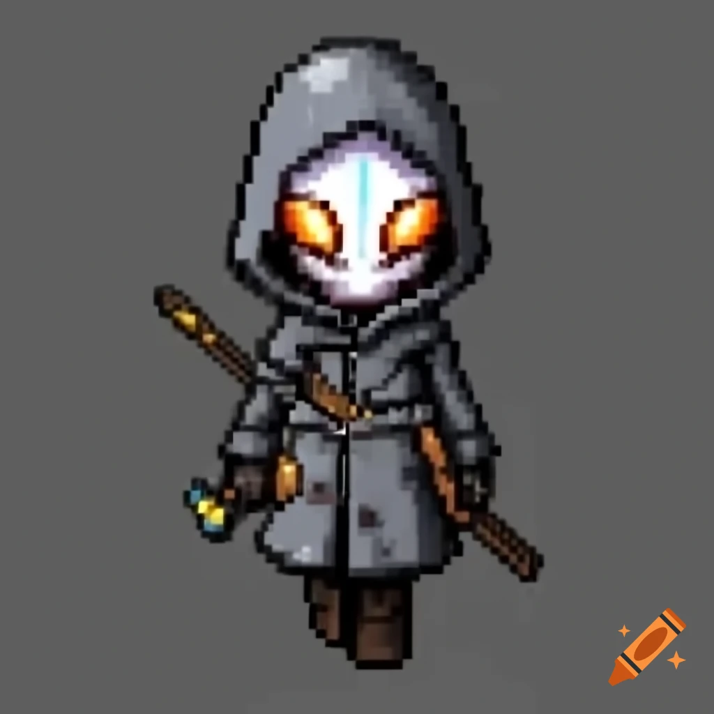 Chibi-style character sprite sheet for RPG Maker in gray hooded coat ...