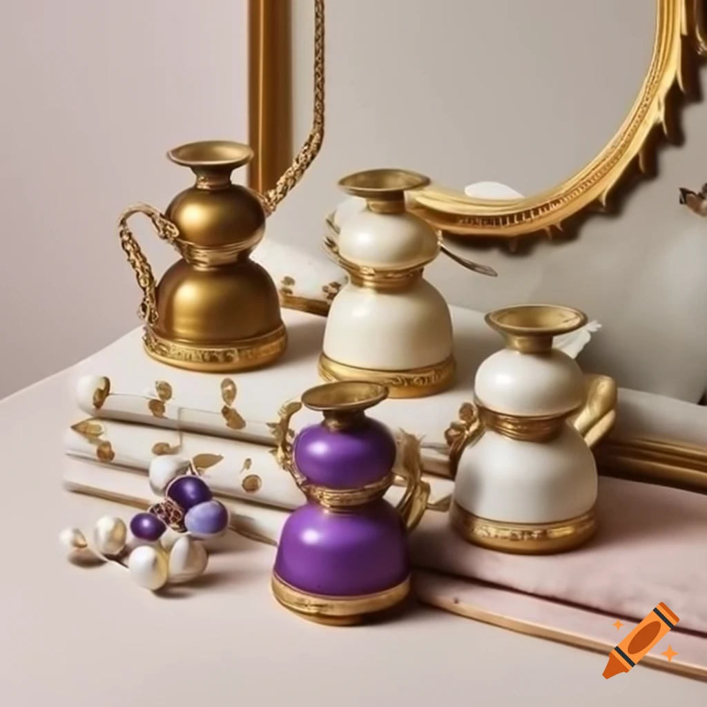 Merchandise display of gold, silver, precious stones, and fine textiles ...