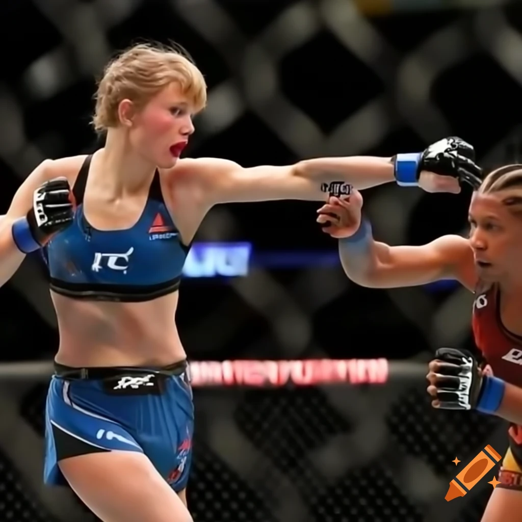 Taylor swift depicted as a ufc fighter in an action scene on Craiyon