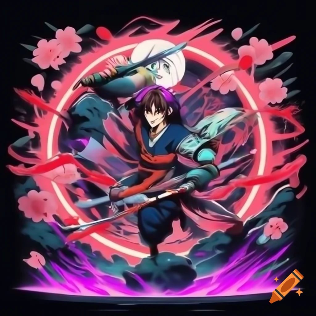 Dynamic anime-inspired sticker design with vibrant colors, glowing ...