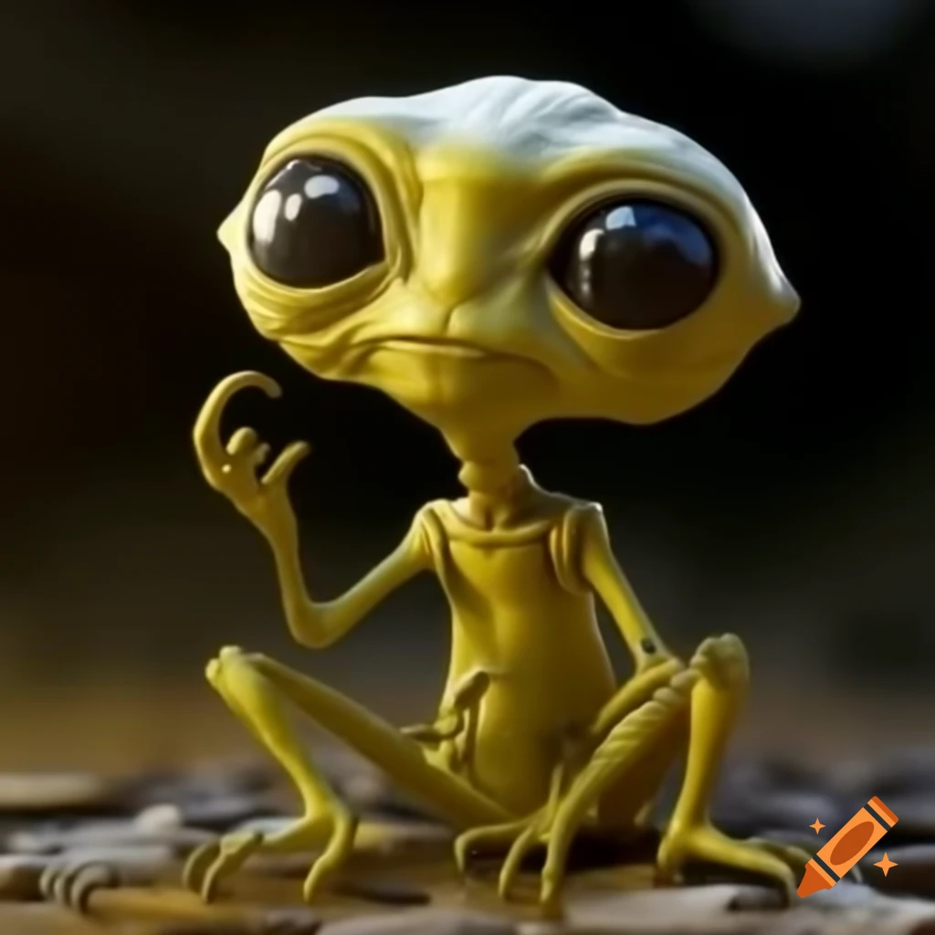 Yellow alien consuming metal on Craiyon